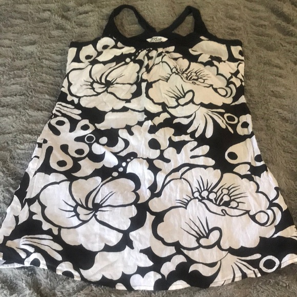 Tramp | Dresses | Big Floral Sundress L Black White Fully Lined Cotton ...
